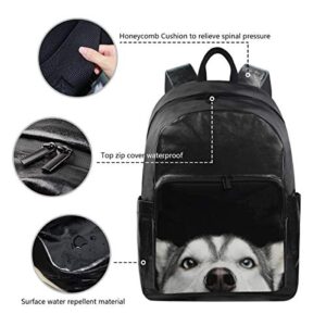 ALAZA Husky Dog Face Fun Large Canvas Backpack Water Resistant Laptop Bag Travel School Bags with Multiple Pockets for Men Women College