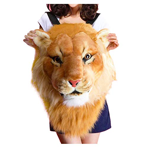 Domineering Tiger Head Lion Animal Head Backpack 3D Backpack (Lion, Large)