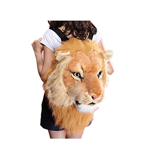 Domineering Tiger Head Lion Animal Head Backpack 3D Backpack (Lion, Large)