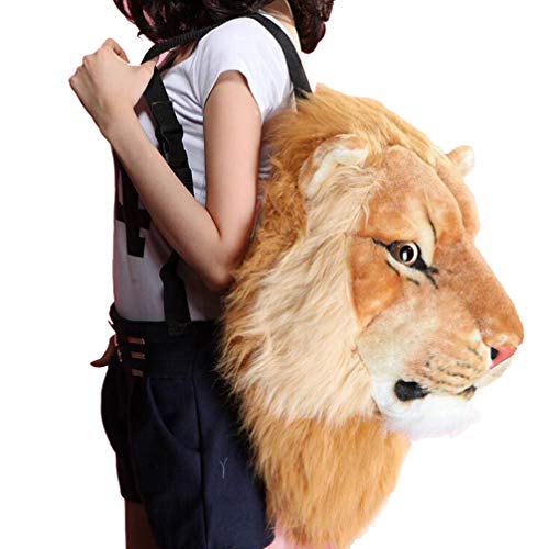 Domineering Tiger Head Lion Animal Head Backpack 3D Backpack (Lion, Large)