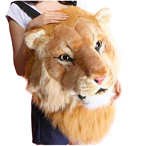 Domineering Tiger Head Lion Animal Head Backpack 3D Backpack (Lion, Large)