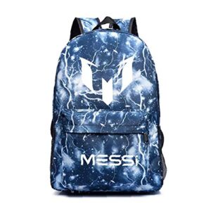 einvoo child school canvas backpack-messi backpack book bag-waterproof durable travel knapsack for students, blue lightning, one size