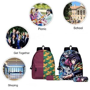 Konbeases Anime Demon Slayer School Backpack for Boys and Girls, Kimetsu No Yaiba 3D Print Bookbag, Schoolbag with Stationery Bag-Uzui Tengen B