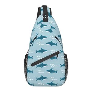 shark sharks crossbody sling bag with adjustable shoulder strap backpack for hiking travel sport climbing