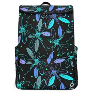 flying dragonflies with wings in blue turquoise purple color sports travel students bookbag knapsack, large adult backpack schoolbag rucksack daypacks laptop tablet for men women