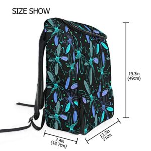 Flying Dragonflies with wings in blue Turquoise Purple Color Sports Travel Students Bookbag Knapsack, Large Adult Backpack Schoolbag Rucksack Daypacks Laptop Tablet for Men Women