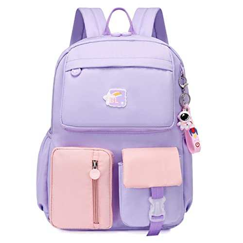 Kawaii Colorful Casual Girls Backpack Elementary Schoolbag Sweet and Cute Children's Backpack with Charm