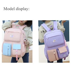 Kawaii Colorful Casual Girls Backpack Elementary Schoolbag Sweet and Cute Children's Backpack with Charm