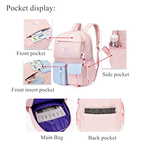 Kawaii Colorful Casual Girls Backpack Elementary Schoolbag Sweet and Cute Children's Backpack with Charm