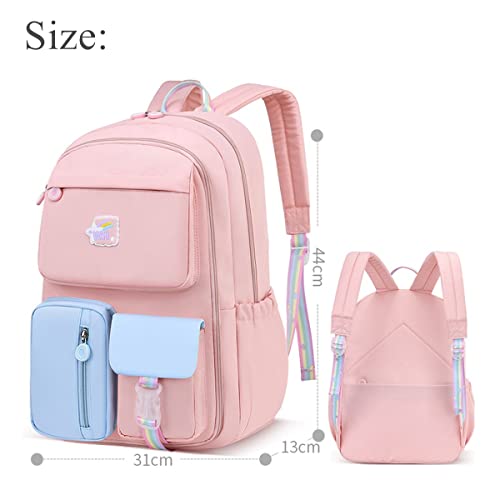 Kawaii Colorful Casual Girls Backpack Elementary Schoolbag Sweet and Cute Children's Backpack with Charm