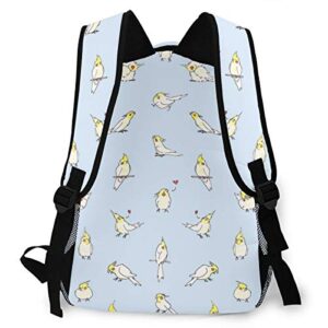 YANGPI Fashion Unisex Backpack Cute Cockatiel Bird Pattern Bookbag Lightweight Laptop Bag For School Travel Outdoor Camping