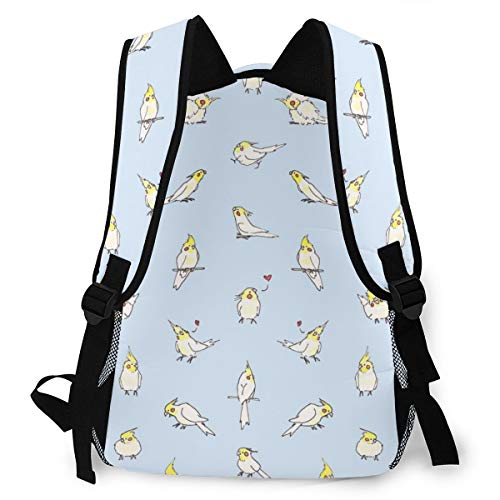 YANGPI Fashion Unisex Backpack Cute Cockatiel Bird Pattern Bookbag Lightweight Laptop Bag For School Travel Outdoor Camping