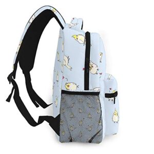 YANGPI Fashion Unisex Backpack Cute Cockatiel Bird Pattern Bookbag Lightweight Laptop Bag For School Travel Outdoor Camping