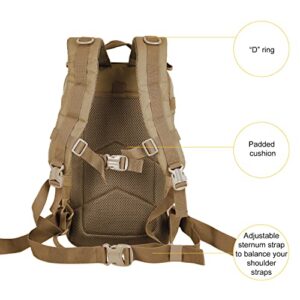 XWLSPORT Small Military Tactical Backpack 30L Assault Backpack Tactical Bag Coyote