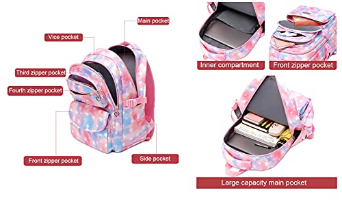 JiaYou School Backpack Sets 3pcs Stars Prints Daypack For Teens Girls Primary School Students(Blue Stars,22 Liters)