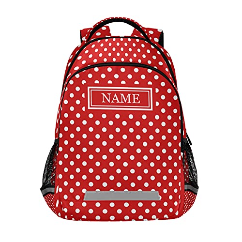 ODAWA Custom Backpack for Girls Personalized Backpack Add Your Name Text Customization Red Dot Pattern Child Backpack Travel Bag