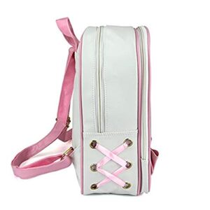 Ita Bag Backpack with Bowknot Design Pins Display Transparent Window Daypack Satchel,Pink