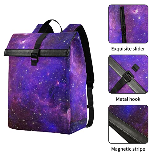 JHKKU Starry Sky Roll Top Backpack Laptop Work Travel College backpack Waterproof Anti Theft for Men Women Fits 15.6 Inch Laptop