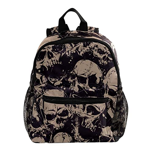 Halloween Black White Skull Pattern Cute Fashion Mini Backpack Pack Bag