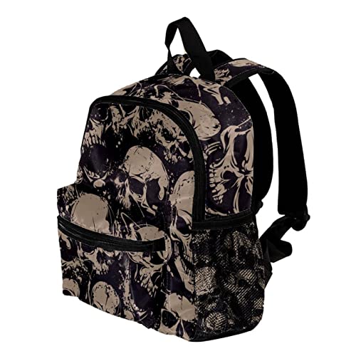 Halloween Black White Skull Pattern Cute Fashion Mini Backpack Pack Bag