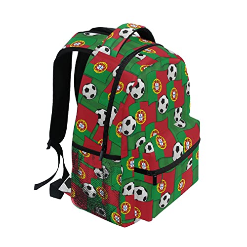 Fisyme Portugal Flags Soccer Backpack Laptop Bag Daypack Travel Hiking School Backpacks for Men Women Kids Girls Boys