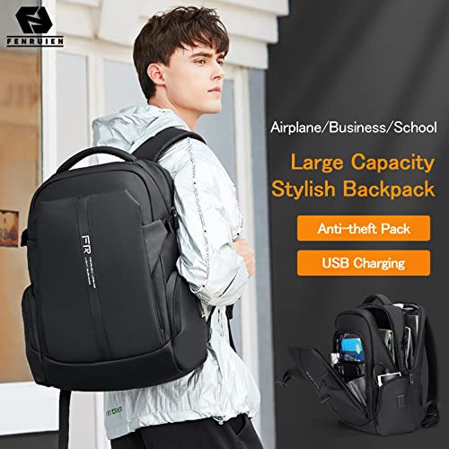 FENRUIEN 15.6 Inch Large Laptop Backpack for Men 3-layer Protection Waterproof USB Business Work Casual Day Pack Lightweight Daily Bag College Backpack