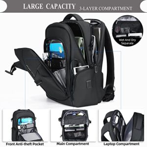 FENRUIEN 15.6 Inch Large Laptop Backpack for Men 3-layer Protection Waterproof USB Business Work Casual Day Pack Lightweight Daily Bag College Backpack