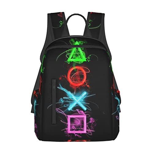 Video Games Controller Lightweight Backpack College Rucksack Outdoor Travel Backpacks Student School Bookbag Camping Black One Size