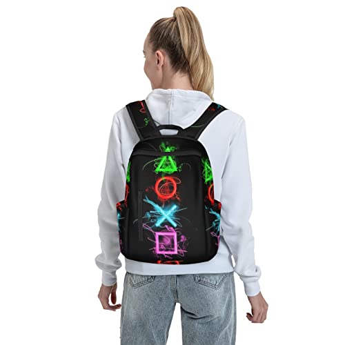 Video Games Controller Lightweight Backpack College Rucksack Outdoor Travel Backpacks Student School Bookbag Camping Black One Size