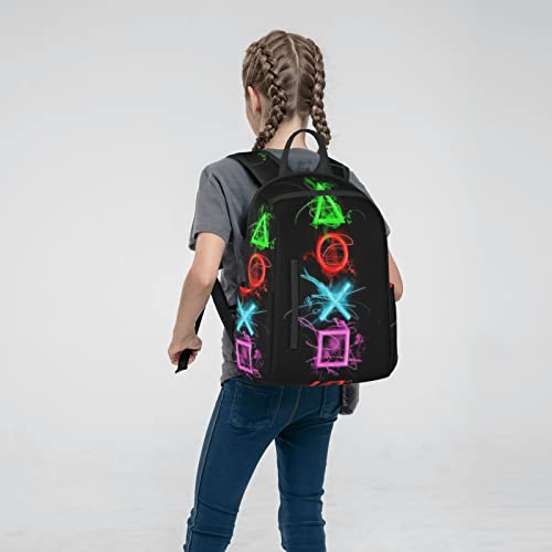 Video Games Controller Lightweight Backpack College Rucksack Outdoor Travel Backpacks Student School Bookbag Camping Black One Size