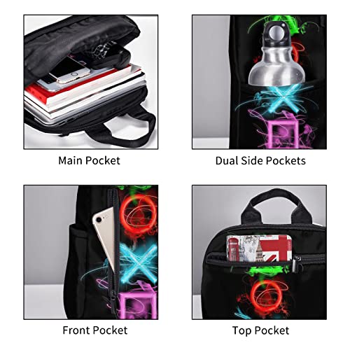 Video Games Controller Lightweight Backpack College Rucksack Outdoor Travel Backpacks Student School Bookbag Camping Black One Size