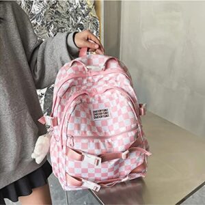 LaurelTree Kawaii Aesthetic Cute Backpack with Accessories and Pins Laptop Travel Bag School Students Suppliers Teens Girls (Pink)