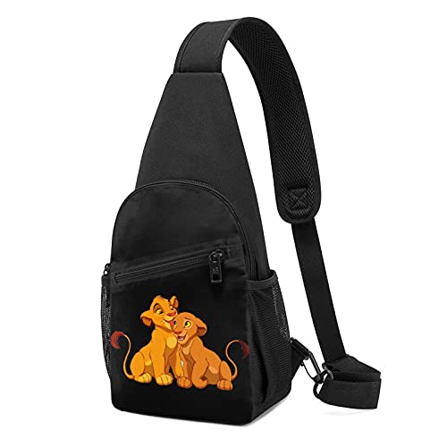 atgzfdr Anime Simba The King Lion Chest Pack Unique Crossbody Sling Bags Backpack Rucksack Shoulder Bag Beach Bag For Men Women, Black