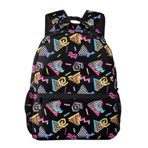 80s 90s geometric pattern school backpack bookbags laptop backpacks camping travel outdoor shoulder bag for teens men women