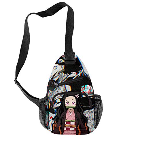 HANDAFA Unisex Manga Cosplay Single Shoulder Backpack Nezuko Print Sling Backpack(Nezuko Hua)