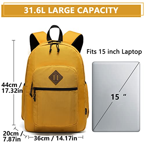 Backpack for Men and Women,ChaseChic WaterResistant Lightweight School Backpacks 15-in Laptop College Travel Bookbags,Yellow