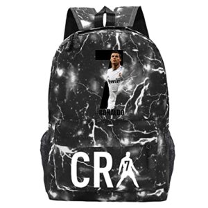 kbiko-zxl students girls cristiano ronaldo backpack soccer star bookbag large capacity laptop bag outdoor travel daypack