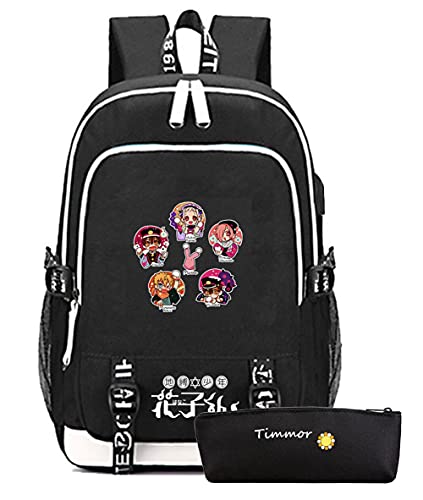 TIMMOR MAGIC Anime Toilet-Bound Hanako-kun Backpack with USB Charging Port, School Bookbags for Women Men.(Black7) One Size