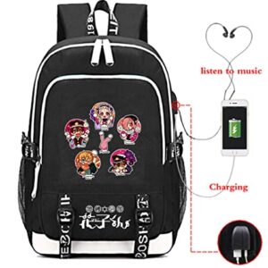 TIMMOR MAGIC Anime Toilet-Bound Hanako-kun Backpack with USB Charging Port, School Bookbags for Women Men.(Black7) One Size