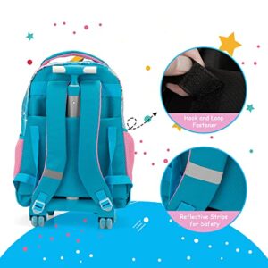 VLIVE Rolling Backpack Set for Girls, Wheeled Kid Backpack w/Lunch Bag & Pencil Case, 20 Inch (Mermaid)