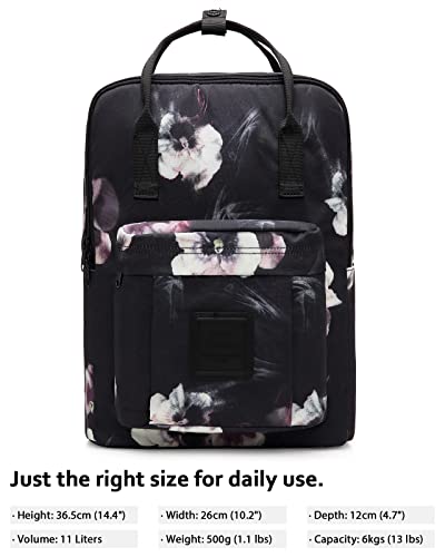 HotStyle BESTIE Floral Backpack, Stylish Bag for College Travel Work Everyday, Black