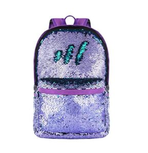 heysun sequin backpack for girls bookbag kids back pack for school elementary school bag for boys purple