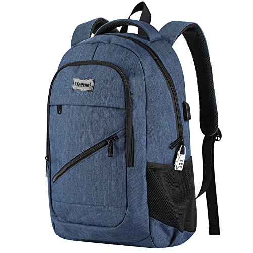 Mecrowd Laptop Backpack for Men, Business Anti Theft Backpack with USB Charging Port, 15.6 Inch Large Backpack for Travel Hiking, College School Bookbag Casual Daypack (Blue)