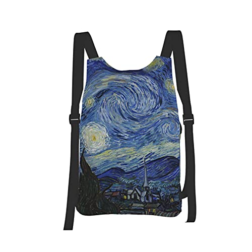 The Starry Night Van Gogh Waterproof Folding Portable Backpack Men And Women Travel Shopping Sports Leisure One Size