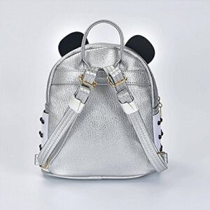 Fayland Women Teens Girls Panda Book Bag Rivet Backpack Mini Casual Panda Shoulder Bags(Silver)…