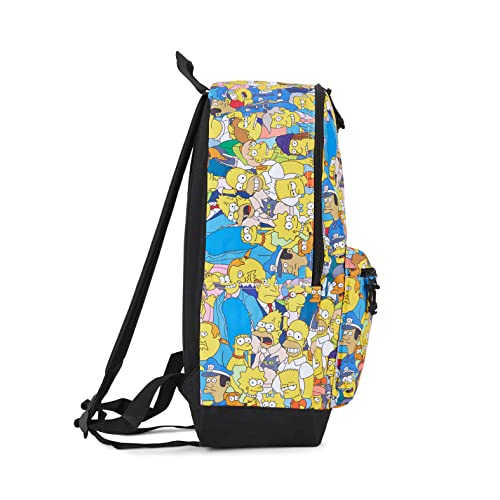 The Simpsons Homer Allover Backpack - The Simpsons Krusty The Clown, Homer, Bart and Lisa Bookbag - Knapsack for All (Yellow)