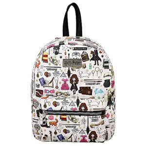 harry potter hogwarts chibi characters & icons all over print white mini backpack