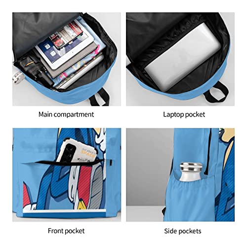 Youth Lightweight Backpack, Cartoon Hedgehog Large Capacity Laptop Backpack