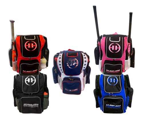 Hagan H-3.0 Multi-Sport Backpack Bag, Hockey, Baseball, Softball, lacrosse, field hockey - Large (Blk/Blue)