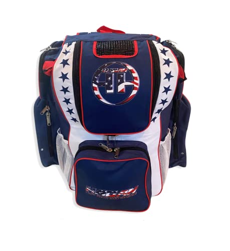 Hagan H-3.0 Multi-Sport Backpack Bag, Hockey, Baseball, Softball, lacrosse, field hockey - Large (Blk/Blue)